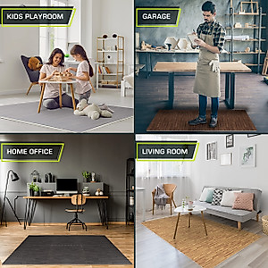 ProsourceFit Wood Grain Puzzle Mat 1/2-in, 6 EVA Foam Interlocking Floor Tiles (24SQ FT) for Secure Indoor Room Workout Flooring and Playmat, Slate Grey