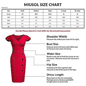 Miusol Women's Navy Style Deep-V Neck Vintage Evening Pencil Dress(X-Large,Red)