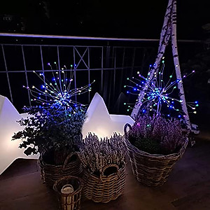 JORETLE Solar Garden Lights, Outdoor Solar Decorative Lights Solar Firework Lights 105 LED Powered 35 Copper Wires String Light, DIY Firework Lights for Garden, Patio, Countyard (2 Pack, Multi-Color)