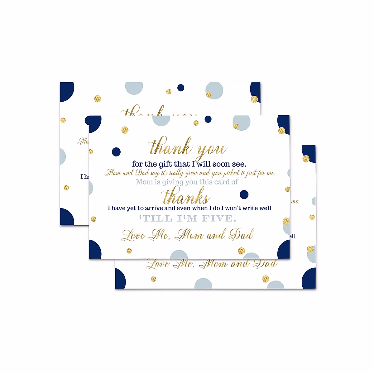 Paper Clever Party Navy and Gold Baby Shower Thank You Postcards (15 Pack) Notecards Only - Eco-friendly – Printed 4x6