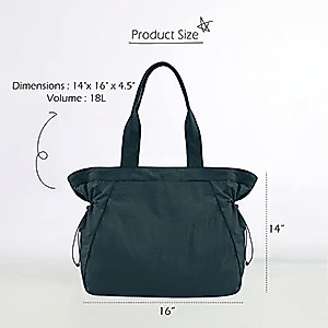 ODODOS 18L Side-Cinch Shopper Bags Lightweight Shoulder Bag Tote Handbag for Shopping Workout Beach Travel, Deep Navy