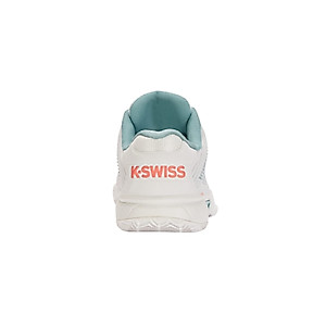 K-Swiss Women's Hypercourt Express 2 HB Tennis Shoe, Blanc De Blanc/Nile Blue/Desert Flower, 9 M
