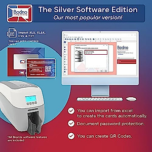 Bodno Magicard 600 Single Sided ID Card Printer & Complete Supplies Package ID Software - Silver Edition