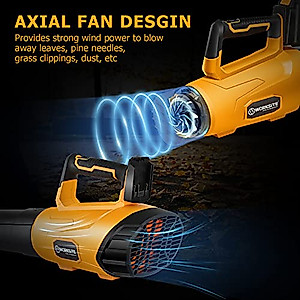 WORKSITE Leaf Blower, 20V Cordless Electric Handheld Lightweight Blower Battery Powered, 330 CFM with Variable Speed, 4.0A Battery & Charger Included, WORKSITE