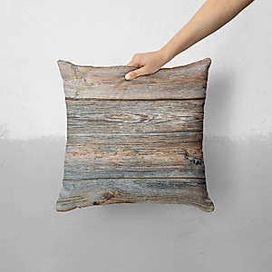 iiRov Aged Horizontal Wood Planks - Custom Decorative Home Decor Indoor or Outdoor Throw Pillow Cover Plus Cushion Set for Sofa, Bed or Couch (Pillow CASE Cover Plus Cushion)