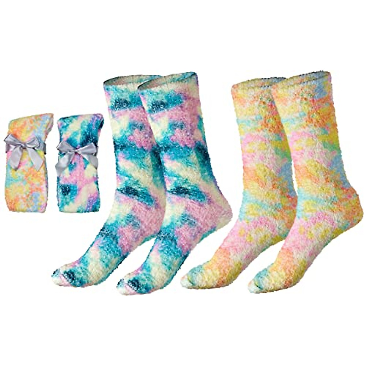 Gilbins Womens Soft Fuzzy Sock, Holiday Christmas Slipper Socks, holiday stocking stuffers, Snowflake Fuzzy Socks, 6 Pack, Size 9-11