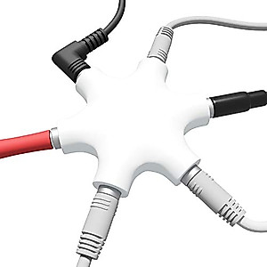 V-8 Headphone Splitter 5-Way 3.5mm Audio Headphones Multi Jack Headset Splitter Earbuds Earphones Stereo Adapter Connector (White)