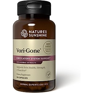 Nature's Sunshine Vari-Gone, 90 Capsules, Varicose Vein Supplements with 7 Powerful Herbs and Nutrients That Support Circulation for Vein Health, Strength, and Function