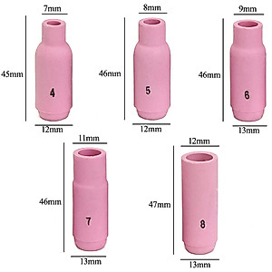 Alffun 58pcs TIG Welding Torches Gas Lens Kit Collet Body Alumina Nozzle Consumables Kit Fit WP-17/18/26 Series TIG Welding Torch Accessories