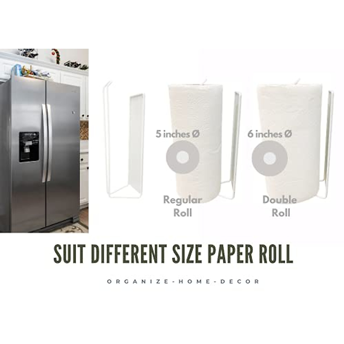 Magnetic Paper Towel Holder for Refrigerator- for Toolbox, Grill, RV, Fridge, Magnetic Towel Bar for Garage, Laundry Room, Bathroom, Kitchen, Metal White