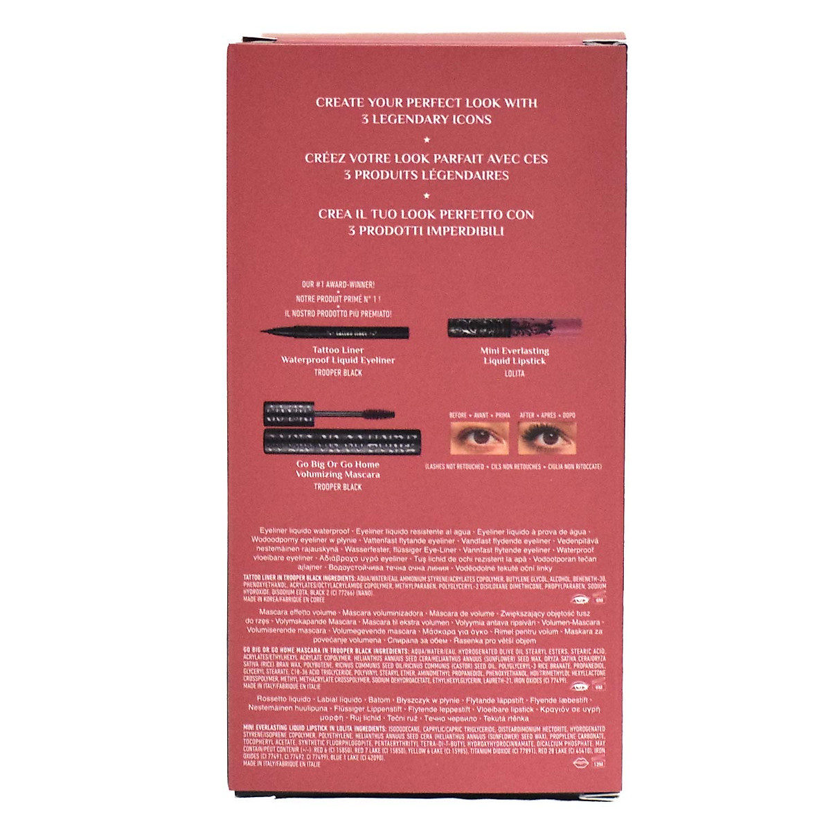 Kat Von D Legendary Icons Set Includes Full Size Mascara + Full Size Tattoo Liner + Lolita Liquid Lipstick Mini