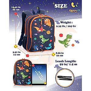 HappyVk- Backpack with Leash for Kids-Anti Lost Walking Toddler Leash-Dinosaur design-for 1-4 Years Old Boys, Girls