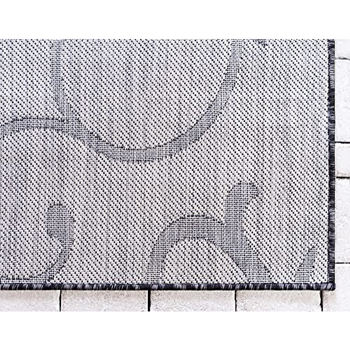 Unique Loom Outdoor Botanical Collection Botanical, Coastal, Vines, Indoor and Outdoor Area Rug (5' 0 x 8' 0 Rectangular, Charcoal Gray/Beige)