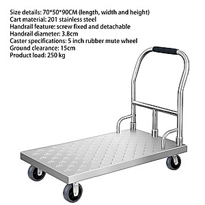 SHIJIANX Moving Platform Hand Truck, Foldable for Easy Storage and 360 Degree Swivel Wheels,Stainless Steel Trolley Flatbed