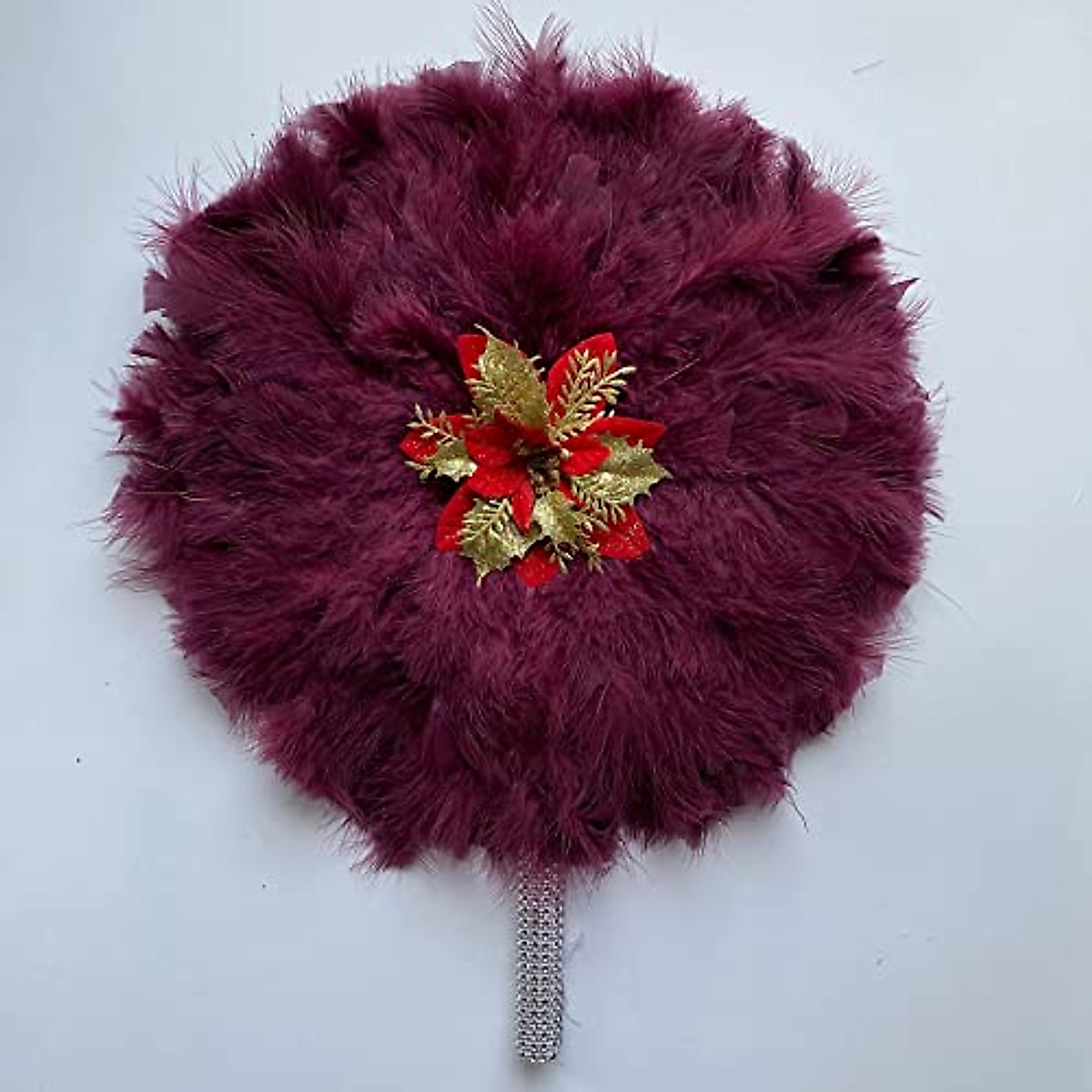 Msbfea Design African Feather Big Fan Ladies Wedding Feather Hand Feather Fans for Bride Double Side Feather Nigerian Feather Color 846