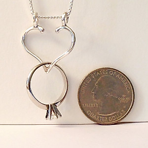 Ali C Art STERLING SILVER Ring Holder Necklace Heart Pendant Handmade in USA for Women's Rings. Choose chain 18, 20, or 24 inch. Engagement Wedding Band Keeper Doctor Nurse Surgeon MD RN Gift Jewlery