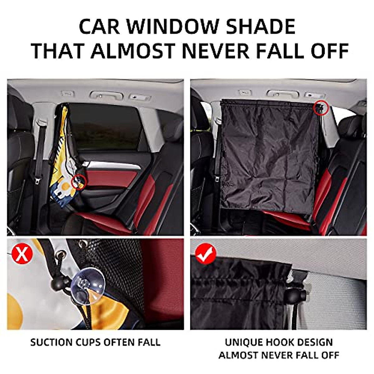 YJGF Car Divider Curtain Sun Shade for Window baby,Windshield Sunshade, Privacy Sunshade Curtain for Camping Air Mattress (Black)