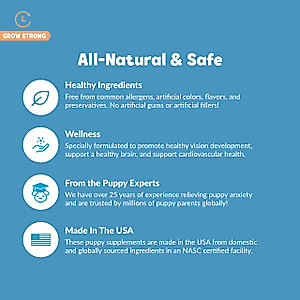 Snuggle Puppy Puppy Bites Grow Strong Supplement - Dog Soft Chews for Overall Health - Omega 3 Supplement for Dog Health - Fish Oil Chews for Dogs - 60 Soft Chews