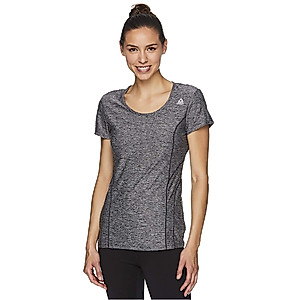 Reebok Womens Reversed Marled Basic T-Shirt, Black, Small