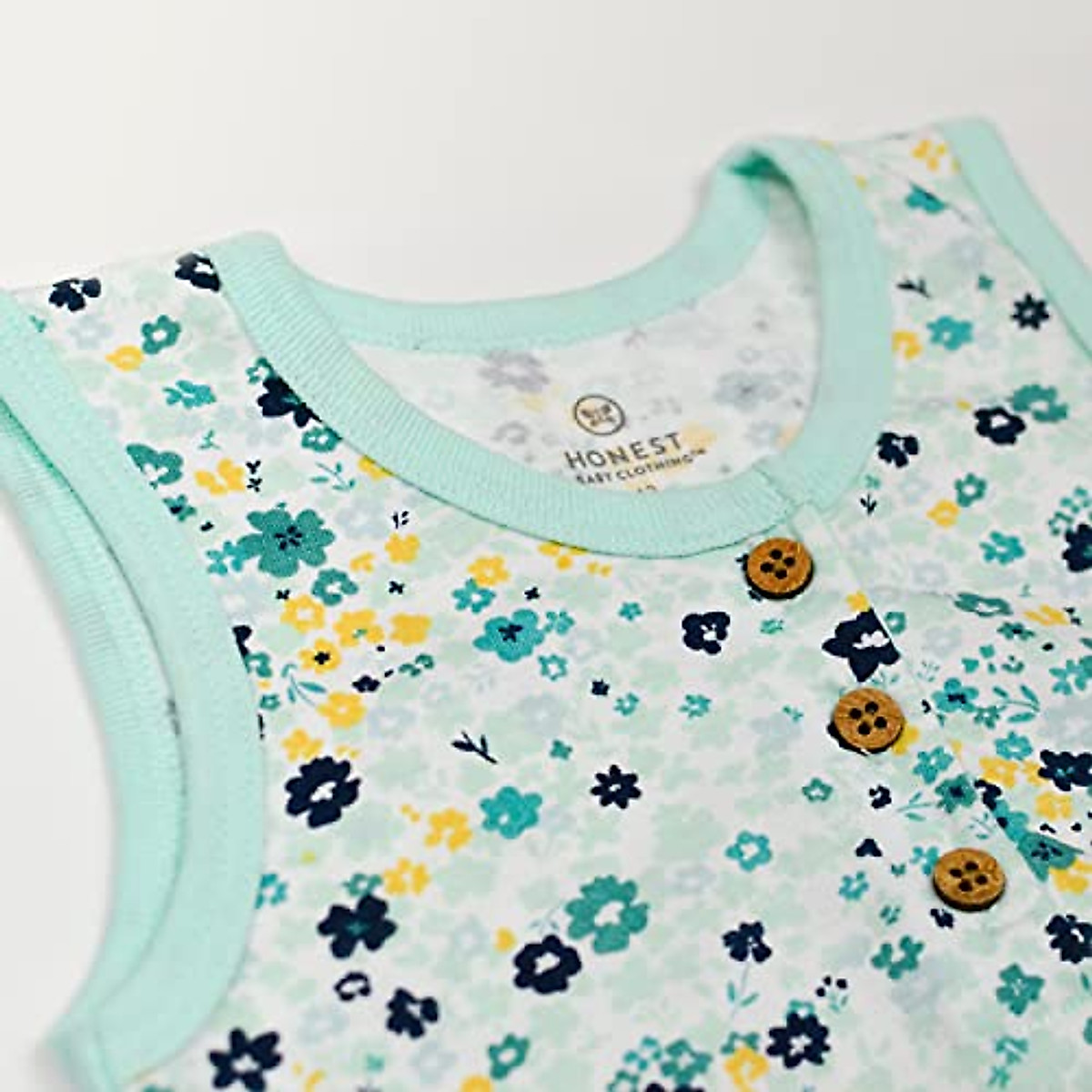 HonestBaby Multipack Short Romper Sets and Dresses 100% Organic Cotton for Infant Baby, Toddler Boys, Girls, Unisex (LEGACY), Dreamy Floral Aqua Blue, 3-6 Months