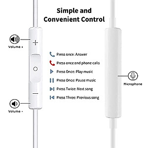 2 Packs Apple Wired Headphones Earbuds with Microphone,in-Ear Earphones Volume Control[Apple MFi Certified] Headphones Compatible with iPhone/ipad/Android/Computer and Other 3.5mm Jack Devices