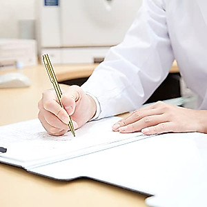 26 Pieces Slim Metallic Retractable Ballpoint Pens 1 mm Medium Point Black Ink Pen Nice Present for Wedding Business Office Supplies Teachers Students Graduation Present (Golden)