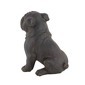 Deco 79 Polystone Bulldog Decorative Sculpture Distressed Sitting Home Decor Statue, Accent Figurine 10" x 7" x 11", Brown