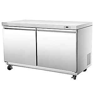 DUURA DUR48 Commercial Undercounter Refrigerator with 2 Self Closing Stainless Steel Doors Swivel Casters and Heavy Duty Epoxy Coated Wire Shelf, 11.1-Cu.Ft, Metallic