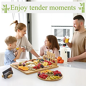 Weoowin Bamboo Charcuterie Boards - Cheese Board and Knife Set, Unique Housewarming, Thanksgiving, Wedding, Birthday, Love Gifts for Couple, Christmas, Bridal Shower Gift (White)