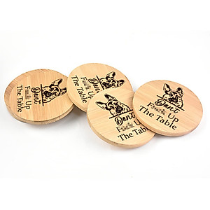 Funny Coasters for Drinks with Holder, Coasters for Coffee Table Set of 4 Coasters for Dining Table, German Shepherd Round Coasters 4" Housewarming Gifts for New House/Home - BZA055