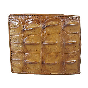Pelgio Genuine Crocodile Alligator Backbone Skin Bifold Wallet (Tan Brown)