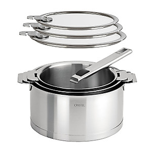 Cristel Strate Saucepan, 1.5 quart/2 quart/3 quart, Silver