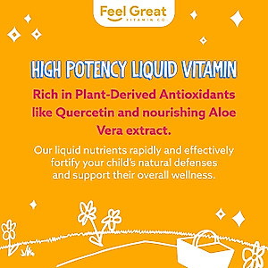 Feel Great Liquid Multivitamin for Kids | Orange Flavored Vegetarian & Sugar Free Kids Liquid Vitamin | Essential Kids Vitamins & Immune Support for Kids | 30 Day Supply