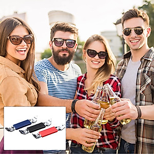 Magnetic Bottle Openers Classic Stainless Steel Beer Punch Opener Can Tapper Bottle Opener with Magnet for Refrigerator Camping and Traveling (Red, Black,4 Pieces)