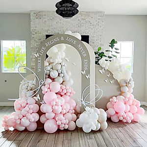 CACOLULU Double Stuffed Balloons Pastel Pink Pearl White Balloon Garland Kit 70PCS Latex Balloons 10 inch For Baby Shower Wedding Princess Birthday Party Decorations