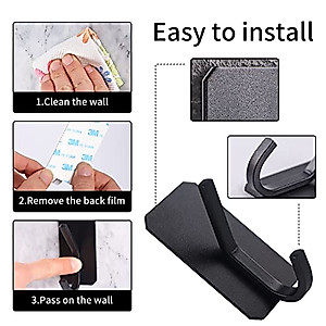 JIFEIFAN Adhesive Wall Hooks,Bathroom Towel Hook,Punch-Free Stainless Steel Hooks for Bathroom Kitchen Home Door Towel Coat Key Robe,Heavy Duty Wall Hooks