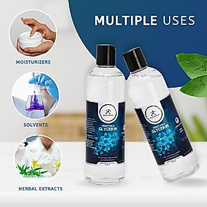 Vegetable Glycerin 2 Pack, Pure VG, USP Kosher Food Grade VG Liquid for Soaps, Lotions, Moisturizers, Solvents, 500mL by Compass Laboratory