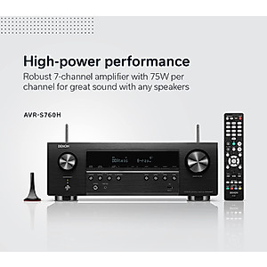Denon AVR-S760H 7.2 Ch AVR - 75 W/Ch (2021 Model), Advanced 8K Upscaling, Dolby Atmos Height Virtualization, DTS Virtual:X & More, Wireless Streaming, Built-in HEOS, Amazon Alexa Voice Control