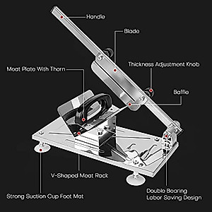 Manual Frozen Meat Slicer,WOOW DEPOT Stainless Steel Deli Meat Cutter Beef Mutton Slicing Machine Adjustable Vegetable Cheese Food Cleaver for Home Hotpot Korean BBQ