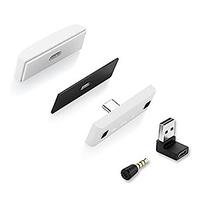 PEPPER JOBS Dual Bluetooth 5.0 USB-C Adapter, Compatible with PC/Laptop/TV/Switch/PS4/PS5, Wireless Audio Transmitter with aptX Low Latency, Dual Bluetooth Devices Connecting, 3.5 mm Mic Chat(White)