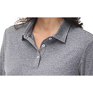 KEFITEVD Women's Golf Shirts UV Protection Tennis Collared Tops Outdoor Training Shirt Women Performance Long Sleeve Sports Shirts Dark Blue