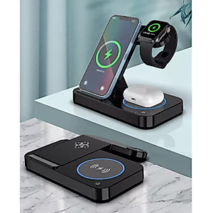 Wireless Charging Station, 15W Fast Charging Station, 4 in 1 Fast Wireless Charging Dock for iPhone 15/14/13/12/Pro Max/XS/XR/X, IWatch 7/6/5/4/3/2/XS, AirPods Pro/3/2