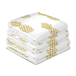 ALAZA Gold Pineapple on White Kitchen Towels Dish Bar Tea Towel Dishcloths 1 Pack Super Absorbent Soft 18 x 28 inches