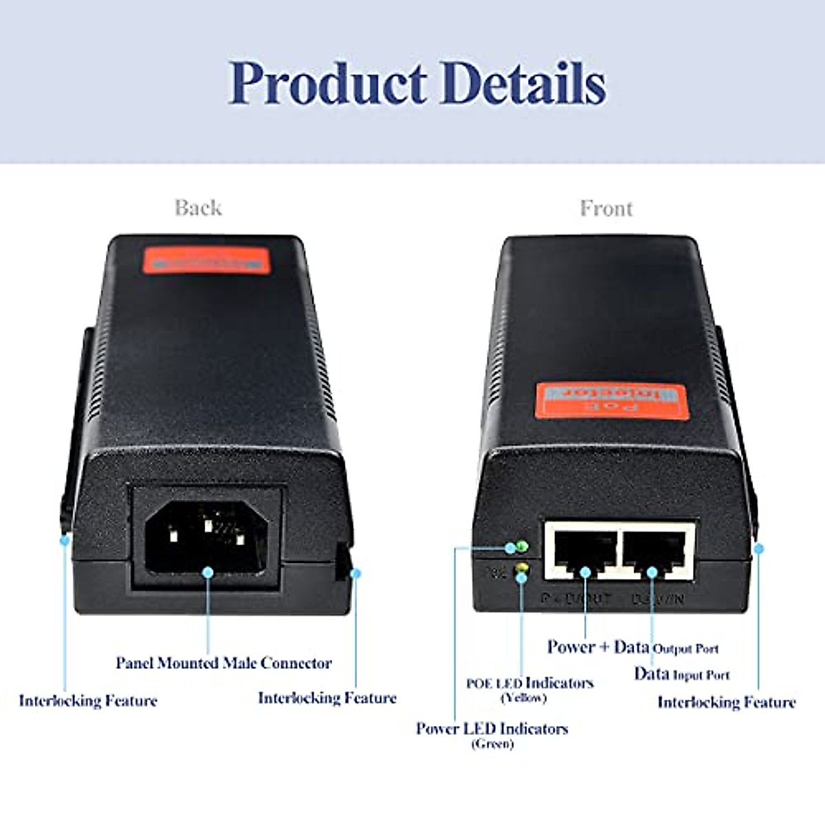 Revotech Gigabit 90W PoE++ Injector 54-56V Adapter, 10/100/1000Base-T IEEE 802.3bt PoE Standard Active POE+, Plug and Play for Wireless Access Points/PTZ/Videophones