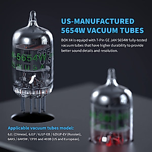 Fosi Audio Box X4 Phono Preamp with JAN 5654W Vacuum Tubes for MM Turntable Phonograph Record Player with Volume Bass Treble Control