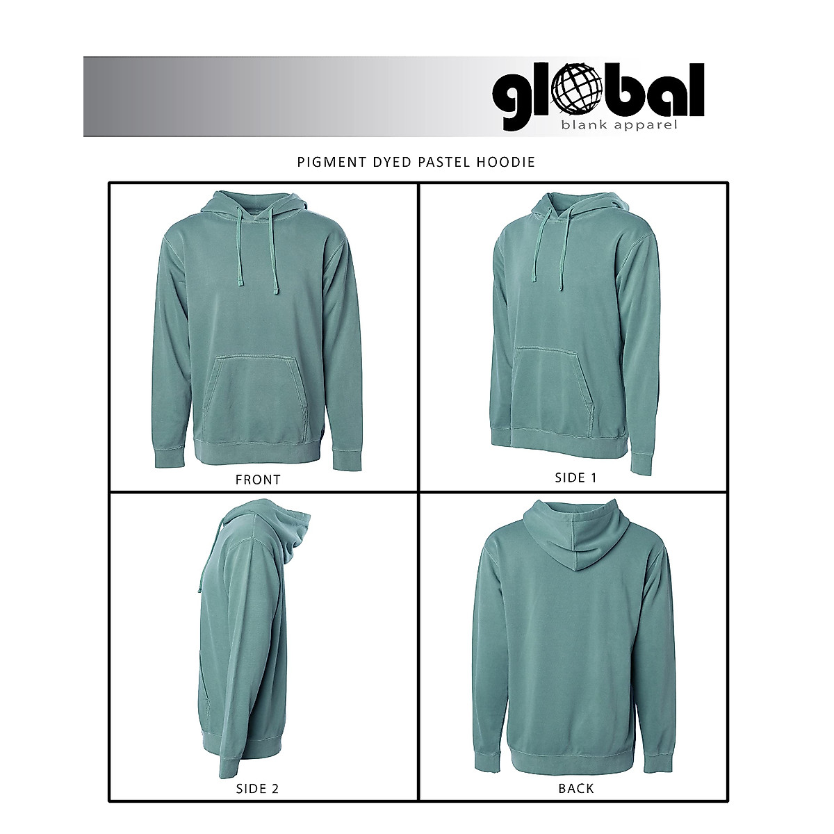 Global Blank Mens Hoodie Pullover Sweatshirt for Men and Women Hoodies, Green, Medium