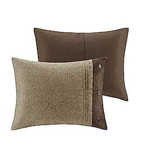 Madison Park Boone Cozy Comforter Set, Faux Suede, Deluxe Hotel Styling All Season Down Alternative Bedding Matching Shams, Decorative Pillow, King (104 in x 92 in), Rustic Brown 7 Piece