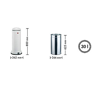 WESCO Big Baseboy - German Designed - Step Trash Can, Powder Coated Steel, 7.9 Gallon / 30 L, Cool Grey, 38 x 38 x cm