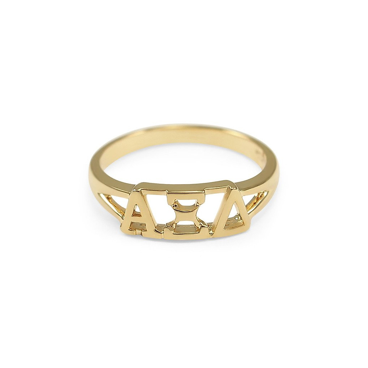 The Collegiate Standard Alpha Xi Delta 14k Gold Plated Sorority Ring with Greek letters