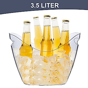 asika Ice Bucket Wine Bucket，Clear Acrylic 3.5 Liter Plastic Tub for Drinks and Parties, Food Grade, Perfect for Wine, Champagne or Beer Bottles